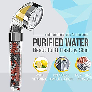Shower Head Filter, High Output with Vitamin C Shower Head Filter for Hard Water and Chlorine Handheld Shower Head with Filter Beads Easy to Install Universal System Water Softener
