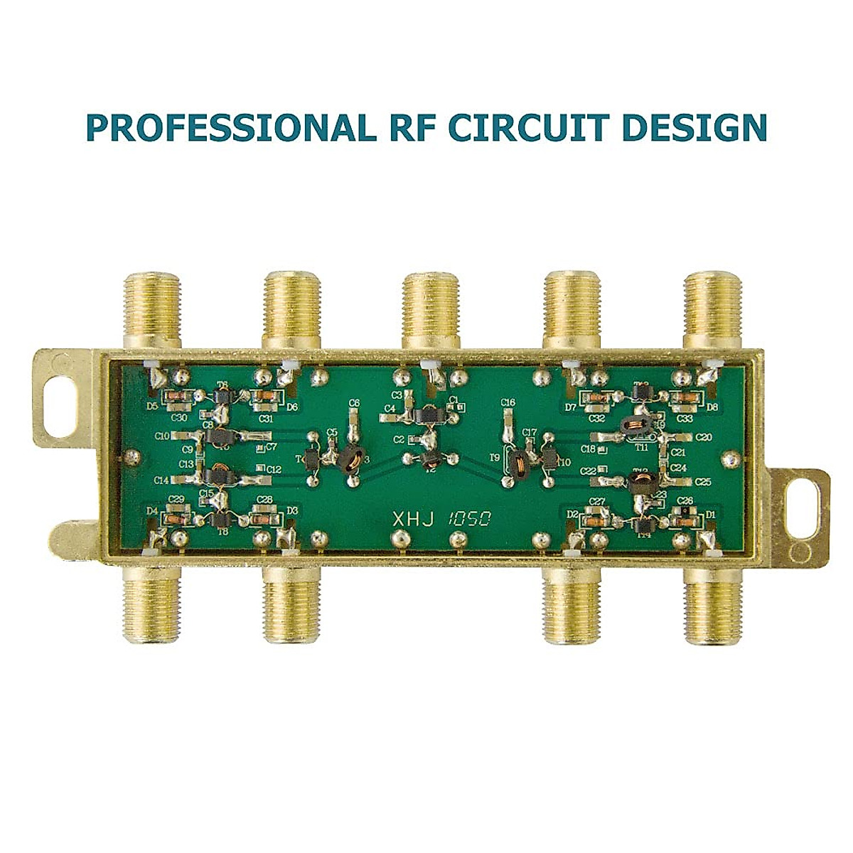 Signal Splitter - ANTOP AT-709 Coaxial Splitter 8 Way 2GHz- 5-2050MHz - Low-Loss RF Splitter for TV and Satellite - HD Coaxial Cable Splitter