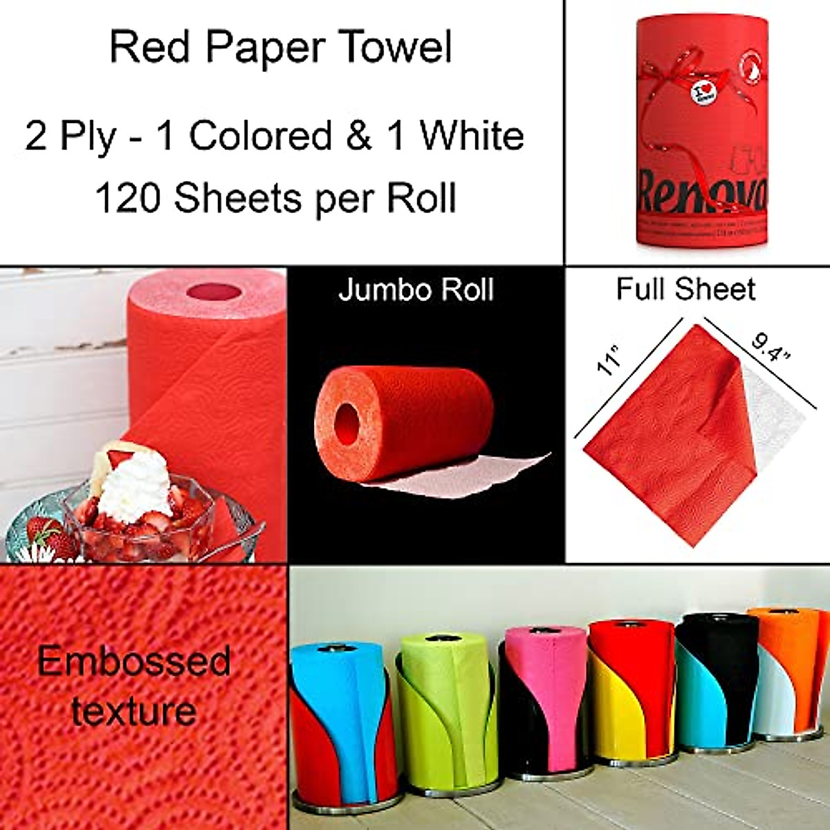 Renova Red Label Kitchen Paper Towels, 1 Roll 120 Sheets