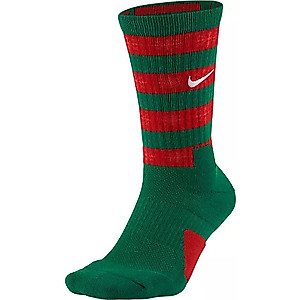 Nike Elite Basketball Christmas Socks Large (Fits Men Size 8-12) Green, Red DA5097-312