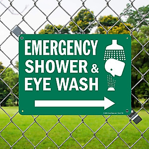 SmartSign "Emergency Shower & Eye Wash" Sign with Right Arrow | 10" x 14" Aluminum