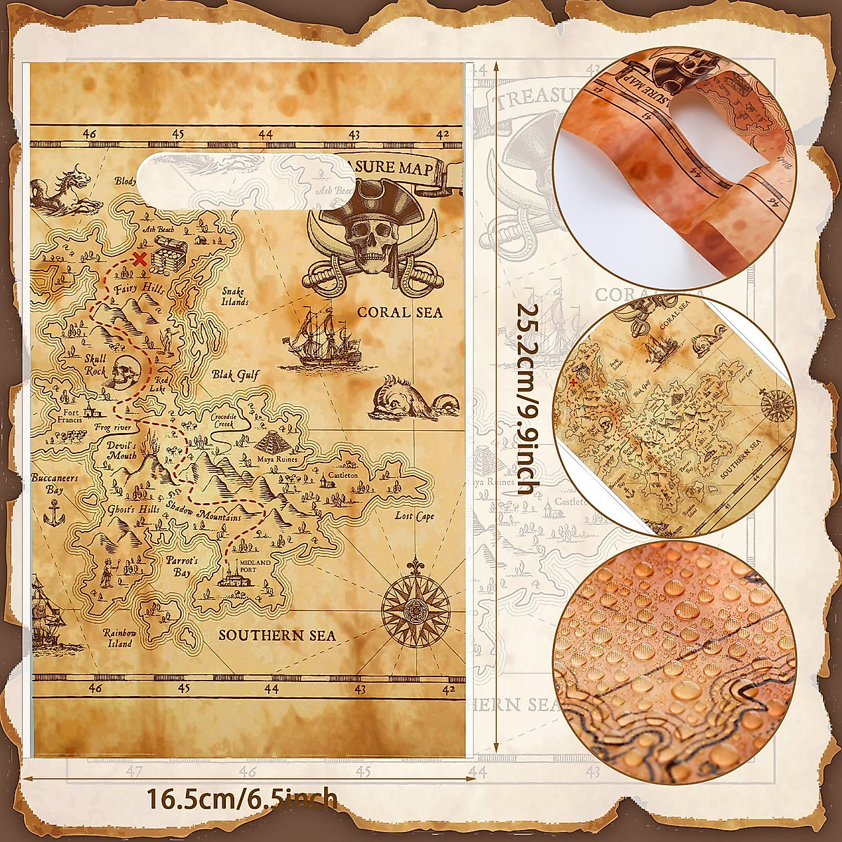 100 Pcs Pirate Party Treat Bags Pirate Candy Goodie Bags Goody Bags Pirate Party Favors Bags Treasure Map Treat Bags Pirate Loot Bags Gift Bag Pirate Cellophane Bags for Nautical Themed Birthday Party