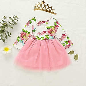 2nd Birthday Outfit Girl Two Year Old Birthday Outfit (Pink-Long Sleeve,2T)