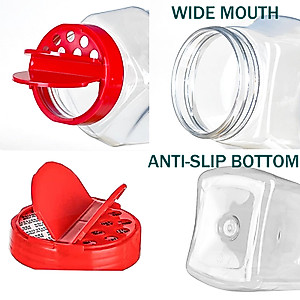 Yesland 8 Pack 35 Oz Large Plastic Spice Jars, BPA Free Spice Bottle Containers with Red Dual Shake Lid for Storing Spices, Herbs, Powders, Seasonings and More