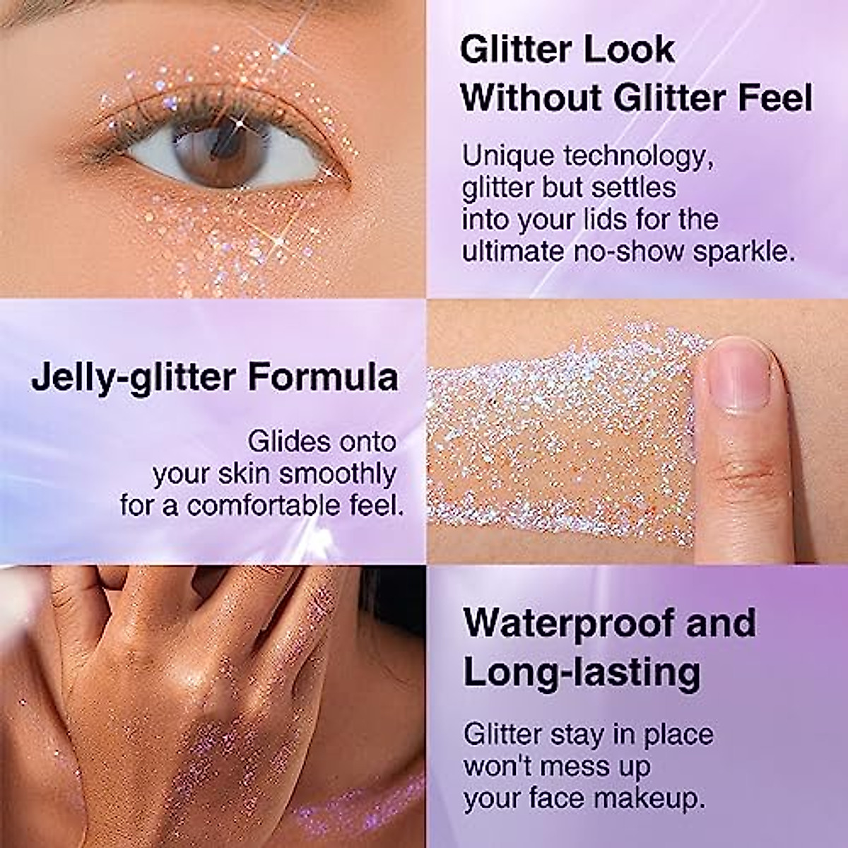 Body Glitter Gel,Holographic Face Glitter Gel for Body,Hair, Nail,Eyeshadow Glitter Makeup,Long Lasting Liquid Sequins Glitter for Festival Rave Party Accessories - 02 Sparkling Pink