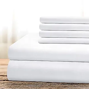 BYSURE Hotel Luxury Bed Sheets Set 6 Piece(King, White) - Super Soft 1800 Thread Count 100% Microfiber Sheets with Deep Pockets, Wrinkle & Fade Resistant