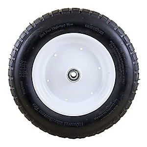 Marathon 14.5" Universal Replacement Wheelbarrow Wheel with Adapter Kit, Black