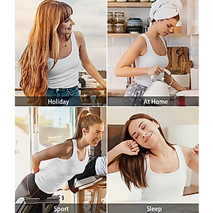 Air Curvey 4 Pcs Tank Tops for Women Sleeveless Top Basic Layering Tanks Undershirt Black Grey White Pink S