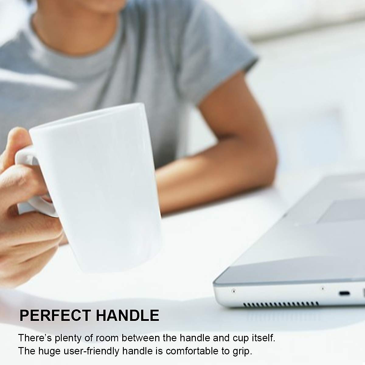 Coffee Mugs Set of 2, 13 Oz Plain White Porcelain Mugs for DIY Paint,Dishwasher Safe, Microwave Safe, Chip-free,Lead-free (2Pack)