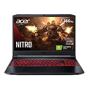 Acer Nitro 5 AN515-45-R83Z Gaming Laptop, AMD Ryzen 5 5600H Hexa-Core Processor | NVIDIA GeForce GTX 1650 | 15.6" FHD 144Hz IPS Display | 8GB DDR4 | 256GB NVMe SSD | WiFi 6 | Backlit Keyboard