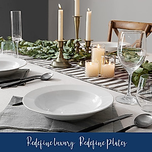 Y YHY Soup Bowls, Pasta Bowls Set of 4, White Salad Bowls and Plates, 20 Ounces Porcelain Wide Rim Bowls, Microwave and Dishwasher Safe, Christmas Gift