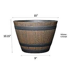 Classic Home and Garden S72CP3D-037R Whiskey Barrel Planter 3 Pack, 15", Kentucky Walnut