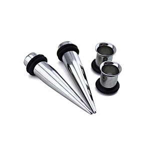Urban Body Jewelry 1 Gauge Ear Stretching Kit - (1G - 7mm) 2 Steel Tapers & 2 Steel Tunnels (4 Pieces)