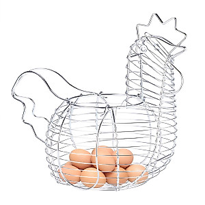 DOITO Metal Chicken Egg Basket, Silver, Egg