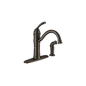 Moen 87230BRB High-Arc Kitchen Faucet with Side Spray from the Braemore Collection, Mediterranean Bronze