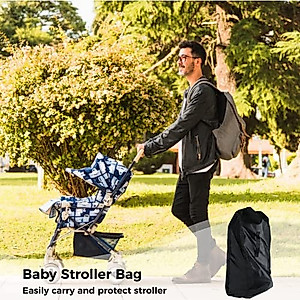 SWEWARM Stroller Travel Bag, Gate Check Bag for Single and Double Strollers, Lightweight Pushchair Transport Carry Bags with Shoulder Straps for Airplane Travel