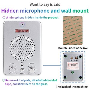 DESHUN Window intercom System Dual Way, Window Speakers, A walkie-Talkie That can be Attached to Glass,Built-in Microphone, intercom System for The Business/Bank/Office/Hospital/Station/Catering
