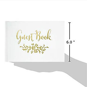 J&A Homes Polaroid Guest Book for Wedding - Registry Sign-In Book for Wedding, Reception, Engagement, Birthday, Baby Shower - White Guestbook w/Bookmark & Gold Floral Design - 9" x 6" (100 Pages)