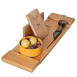 Thick Bathtub Tray Bath Tray Wooden Bathroom Storage Spa Bath Tub Tray Bridge Shelf Organizer Reading Rack (Size : 78cm)