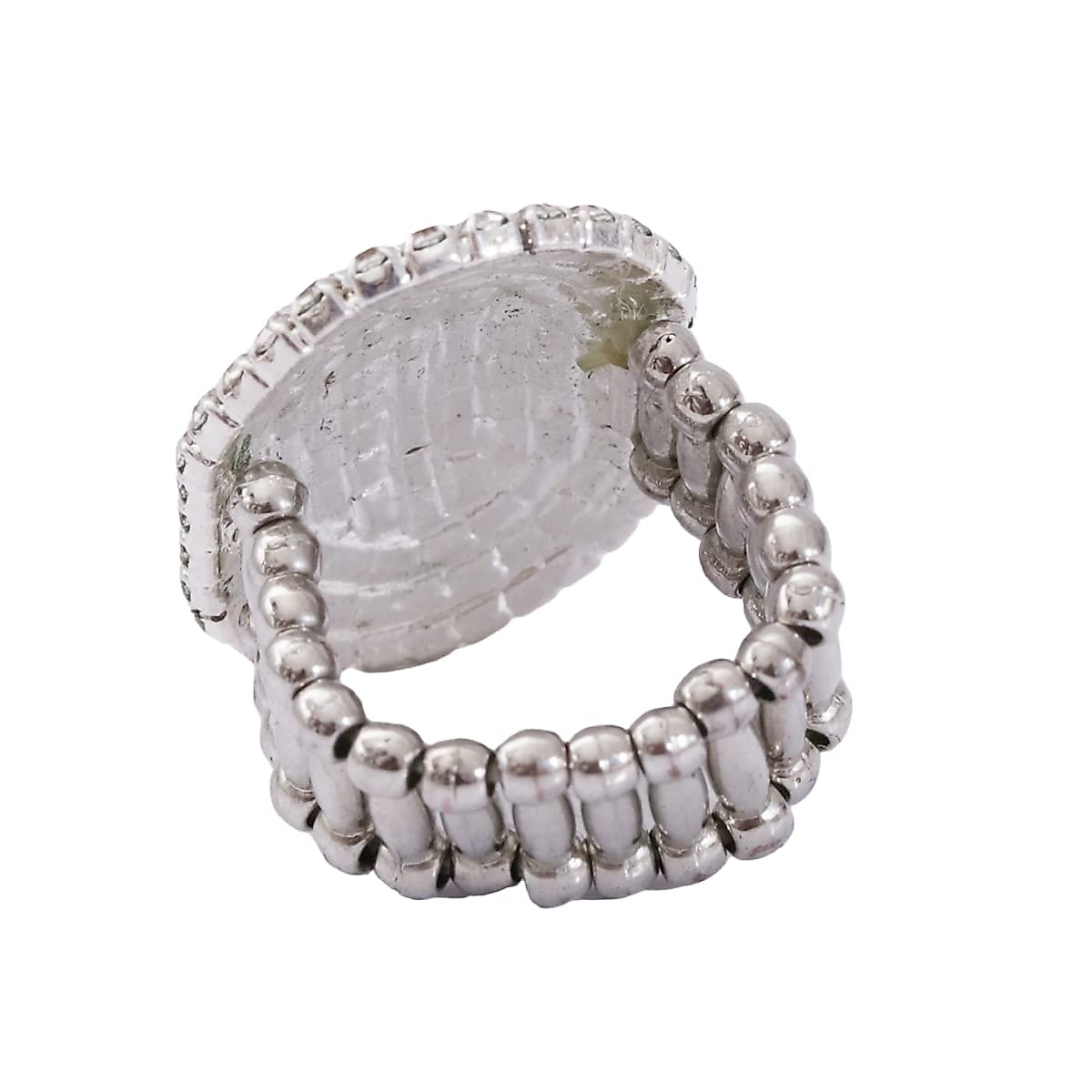 Aoxmas Women Adorable Crystal Rhinestones Oval Design Stretch Fashion Ring Shinning Silver Plated