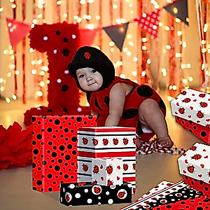 littkeef cliaet 16 Sheets Ladybug Fancy Gift Wrapping Paper Ladybug Wrapping Paper Set 3 Insect Design Ladybug Party Wrapping Paper for Ladybug Fancy Birthday Party Decoration 20'' x 27''