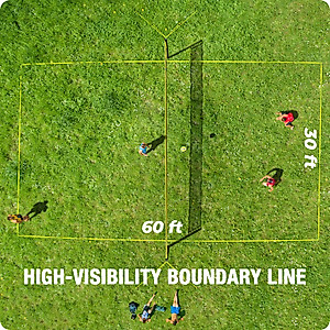 Patiassy Outdoor Portable Volleyball Net Set System - Quick & Easy Setup Adjustable Height Steel Poles, PU Volleyball with Pump and Carrying Bag for Beach Backyard (Yellow)