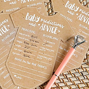 Kate Aspen Baby Prediction Cards For Baby Shower/Advice Cards/Baby Shower Decorations, (Set of 50), One Size, kraft, white, 28440NA