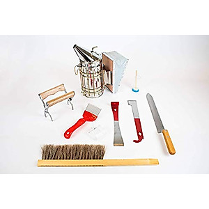 SunVara Bee Keeping Starter Kit Smokers for Bees Nine Piece Essentials Bee Brush | Honey Bee Smoker | Beekeeper Tools and Equipment.