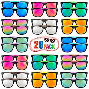 LianMan Toys Neon Party Sunglasses,28 Pack 7 Colors Party Glasses for Adults and Teens,80’s Retro Style Party Favors for Pool Party,Beach Party,Birthday Graduation Party,Outdoor party supplies