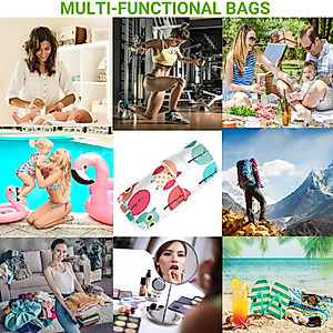 visesunny Owl Forest 2Pcs Diaper Changing Totes Wet Bags with Zippered Pockets Washable Reusable Roomy Cloth Diaper for Travel,Beach,Daycare,Stroller,Dirty Gym Clothes,Wet Swimsuits,Toiletries