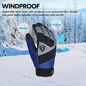 Vgo... 1 Pair -20℃/-4°F COLDPROOF,Winter Work Gloves, Oil Resistant, Water resistant & Windproof Gloves(Size L,Black&Gray,SL7721FW)