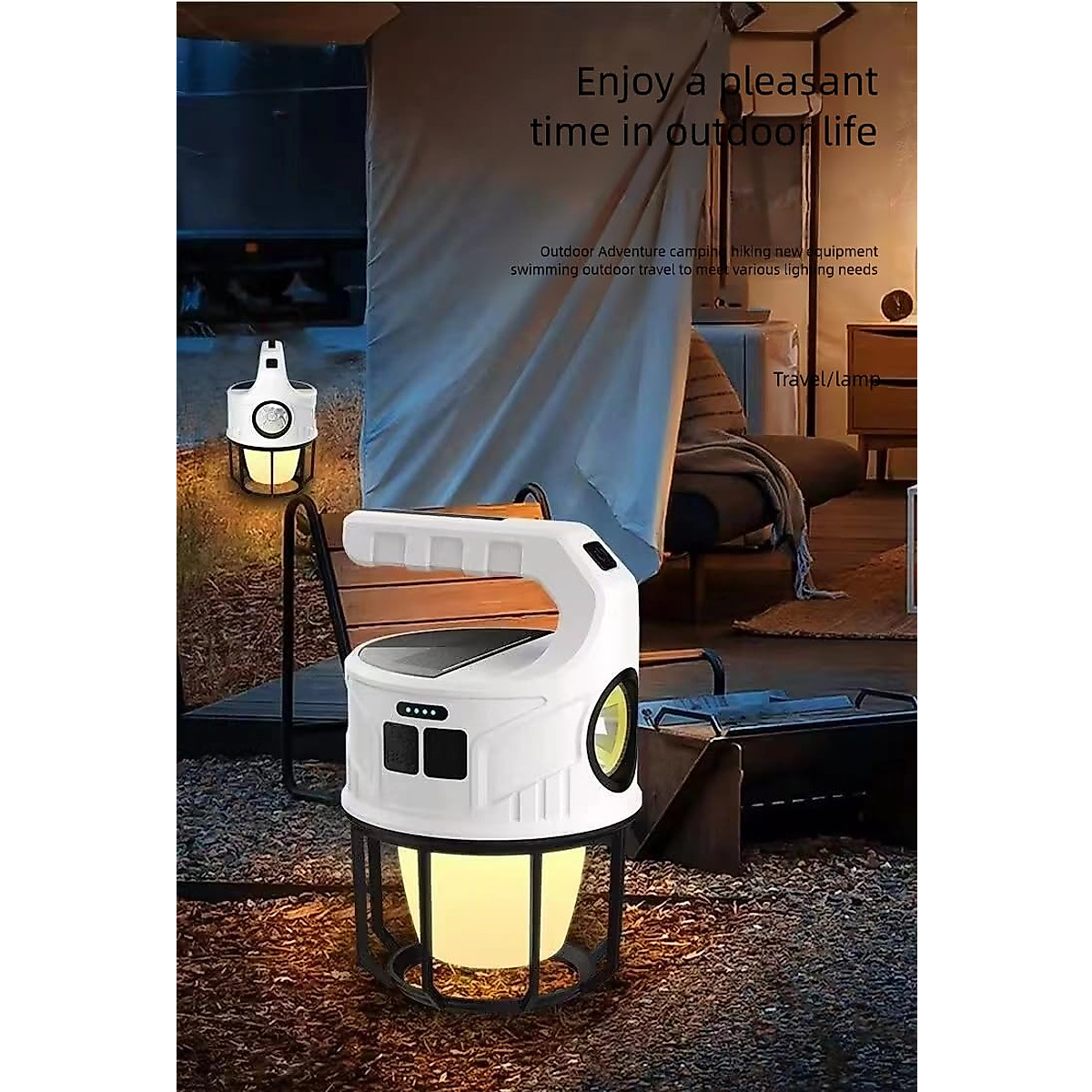 500LM, Battery Lanterns, Solar Flashlight Lantern, Solar Lanterns Outdoor Rechargeable led Light, Rechargeable Camping Lantern, IPX4 Waterproof,Emergency Power Bank, Outdoor, Hiking, Fishing