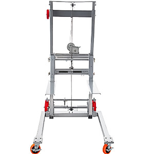 VEVOR Manual Winch Stacker, 41.7"L x 25.8"W Hand Winch Lift Trucks w/ 8.7" – 106.3" Height Range, with 441 lbs Capacity and Adjustable Straddle, Material Lifts for Warehouse and Factory