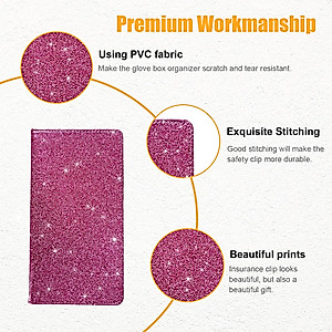 Kewucn Car Registration and Insurance Holder, Leather Auto Glove Box Organizer, Vehicle Compartment Accessories Case for Cards, Driver License & Essential Documents