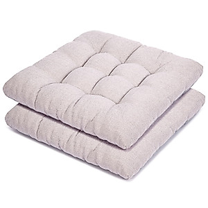 POMIU Outdoor Chair Cushions for Patio and Garden Furniture, Chair Pads Set Premium Comfortable Thick Fiber Fill Tufted Seat Floor Cover (2 Pack, 19" x 19", Silver)