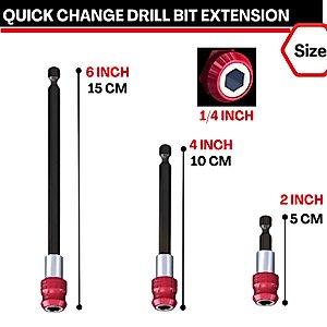 Drill Bit Extension Magnetic Drill Bit Holder 1/4 Hex Shank Extension for Drill Bits,Quick Change Bit Holder Drill Bit Extender(3 Packs)
