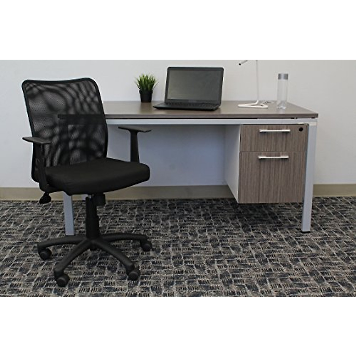 Boss Office Products Budget Mesh Task Chair with Arms in Black