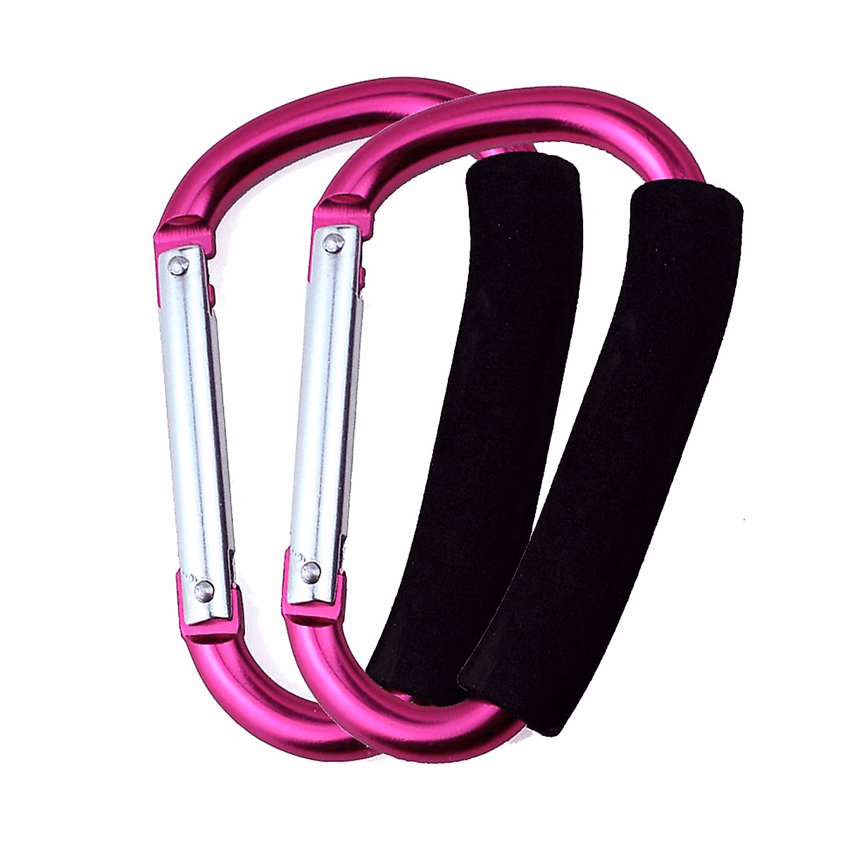 Stroller Hooks by Baby,2 pcs Carabiner Stroller Hook Organizer for Hanging Purses, Diaper Bag, Shopping Bags. Clip Fits Single/Twin Travel Systems, Car Seats and Joggers (Rose red)