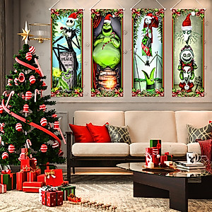 Nightmore Christmas Decorations Jack skellington Christmas Stretching Portraits Poster for Home Wall Decor Art Photo Hanging Banner
