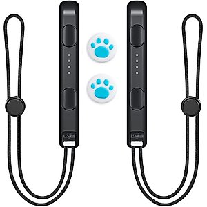 VANJUNN Replacement Wrist Strap for Switch OLED and Switch 2017Joycon,1 Pair Hand Wrist Strap Lanyard Replacement Parts Accessories with Joysticks Caps for Nintendo Switch Joycon