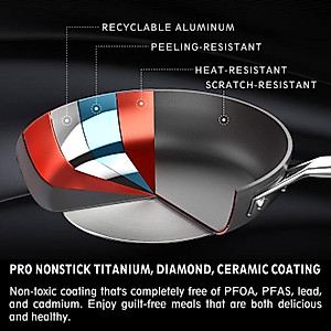 MsMk Crepe Pan with Spreader, 8 Inch Titanium and Ceramic Nonstick Flat Skillet Tortilla Egg Pan, Induction Compatible, PFOA Free, Oven Safe to 700°F