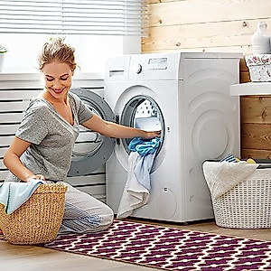 Machine Washable Moroccan Trellis Design Non-Slip Rubberback 2x5 Traditional Indoor Runner Rug for Hallway, Kitchen, Bedroom, Entryway, 20" x 59", Purple