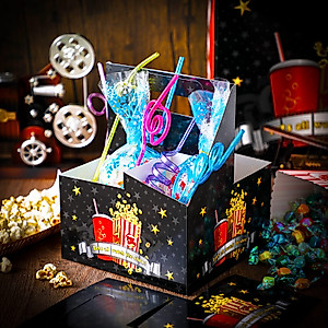 20 Pcs Movie Night Drink Carrier with Handles Movie Night Gift Carrier Candy Snacks Box Carrier with Handles Drink Carrier Movie Theater Snack Boxes for Food Delivery Movie Party