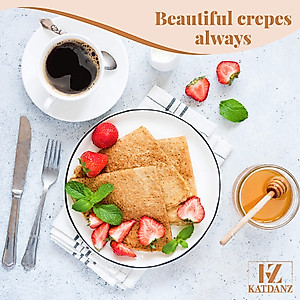 Crepe Spreader Spatula and Ladle Kit - Large and Medium Beachwood Versatile Pancake Tool 3 Recipes Included - Convenient Size for Nonstick Disc Pan Crepe Maker - Lightweight Wooden Flipper - Great Set