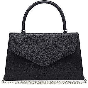 Dasein Women's Evening Bags Formal Party Clutches Wedding Purses Cocktail Prom Handbags with Frosted Glittering (Black)