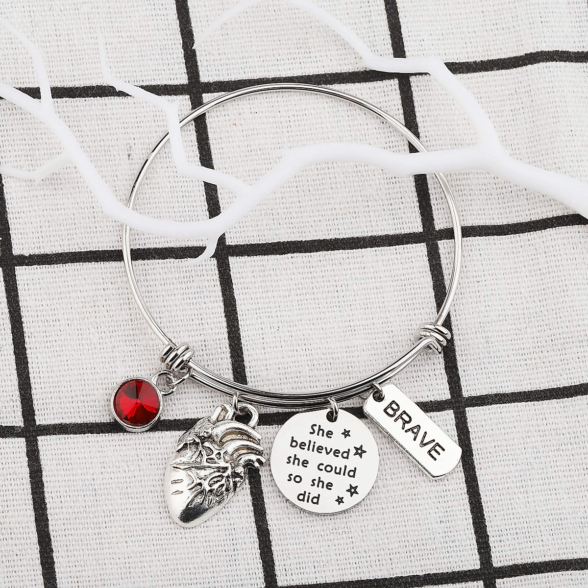 BAUNA CHD Awareness Jewelry CHD Gift She Could So She Did Bracelet Heart Disease Awareness Gift for Cardiologist Doctor Nurse (CHD Awareness Jewelry)