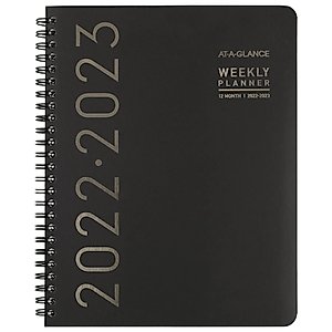 AT-A-GLANCE 2022-2023 Planner, Weekly & Monthly Academic, 7" x 8-3/4", Medium, Contemporary Lite, Black (7058XL0523)