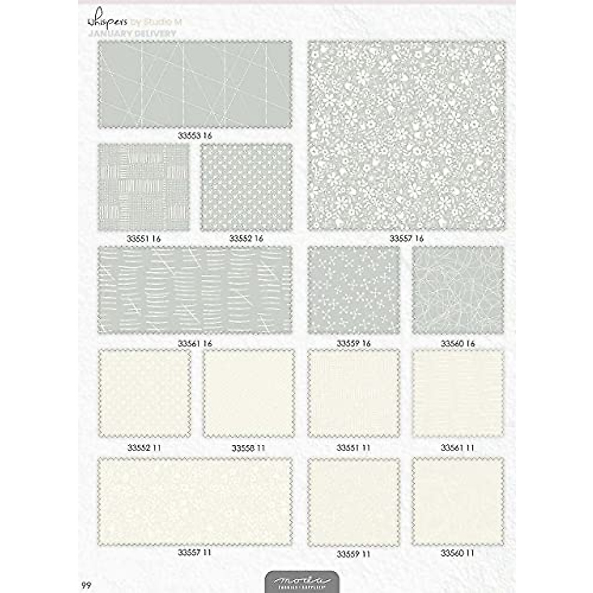 Whispers Charm Pack by Studio M; 42-5 Inch Precut Fabric Quilt Squares