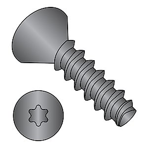 Small Parts 0206LTFB Steel Thread Rolling Screw for Plastic, Black Oxide Finish, 82 Degree Flat Head, Star Drive, #2-28 Thread Size, 3/8" Length (Pack of 100)
