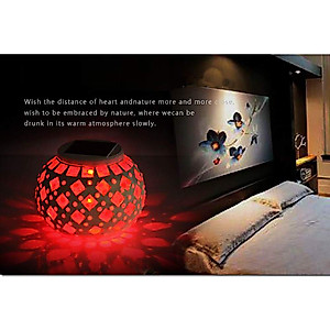 AMZSTAR Waterproof Color Changing Table Lamp, Solar Powered Mosaic Glass Ball LED Garden Lawn Night Light Lamps, Party Lights for Home,Yard, Indoor,Outdoor Decoration Lights (Yellow Square)